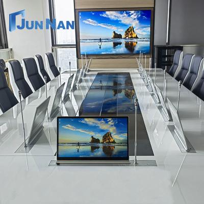 China Equipment For Conference Desk Machine Desktop Conference LCD Monitor Synchronized Lift Microphone System Paperless System for sale