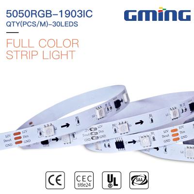 China 12V/24V 30les/M 6W 5050RGB SMD LED Strip Light UCS1903-8 for sale