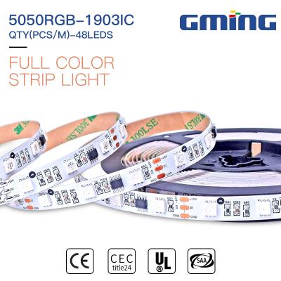 China Remote Control 5050RGB 1903IC Dimmable SMD LED Strip 9.6W for sale