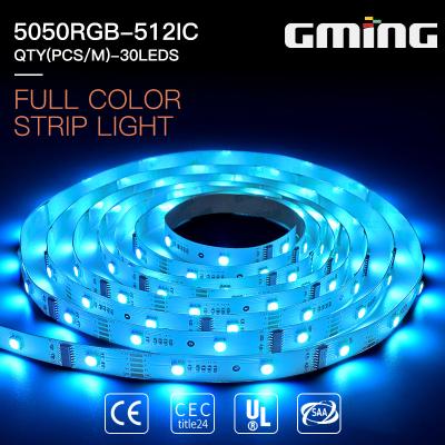 China 6W UCS DMX512-16 463nm SMD 5050 LED Strip Light 30leds/M for sale