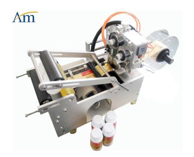 China Semi - Auto Round Bottle Sticker Labeling Machine Manual Adhesive Labels Bottles for sale
