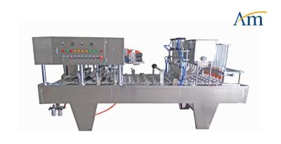 China 2/4/6/8 Heads Semi Auto Cup Filling Machine Jelly Yogurt Fruit Juice Soya Milk Packing for sale