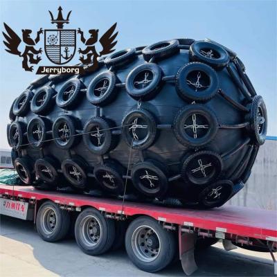 China ISO 17357 Standard 50kPa/80kPa Yokohama Rubber Fender With Tyre and Chain Marine Floating Fender for sale