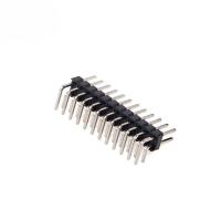 China 1.27mm Dual Row Single Body Right Angle Through-Hole Pin Header, 2×2P–2×40P, Custom Plating & Pin Length for sale