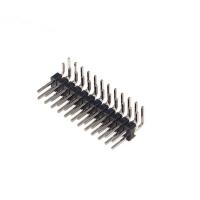 China 1.27mm Dual Row Single Body Right Angle Through-Hole Pin Header, 2×2P–2×40P, Custom Plating & Pin Length for sale