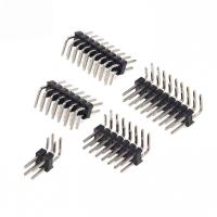 China 1.27mm Dual Row Single Body Right Angle Through-Hole Pin Header, 2×2P–2×40P, Custom Plating & Pin Length for sale
