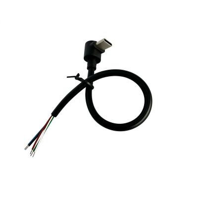 China 5 Core Type C Right Angle Connector to Open Wire Harness for Audio Amplifier Server Equipment for sale