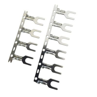 China 4.2mm Y Type Fork Terminal Non-insulated Brass Spade Terminal Vertical Strip 0.8mm Thickness for sale