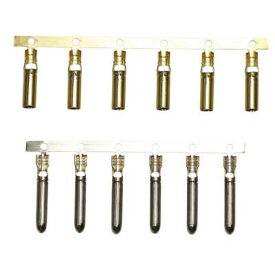China 2.3mm Round Tube Male Female Terminal Set Single Crimp Foot Nickel Plated Brass Male Unplated Brass Female for sale