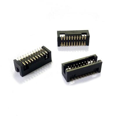 China 1.27x5.7mm Vertical SMT Box Header with Locating Post PA9T GF Anti-misplug Clamp Cover for sale