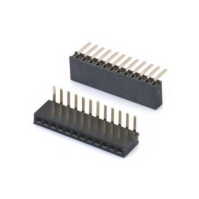 China 2.54mm Pitch Single Row Y-Type Right Angle Female Header, Insulation Height 8.5mm for sale