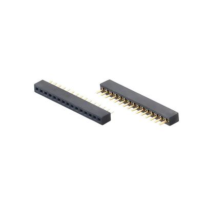 China 1.0mm Pitch Single Row Vertical Through Hole Female Header, Straight DIP PCB Pin Socket Gold Plated for sale