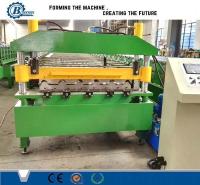 China Automatic PLC Control Glavanized Trapezoidal Roofing Sheet Roll Forming Machine With Hydraulic Station for sale