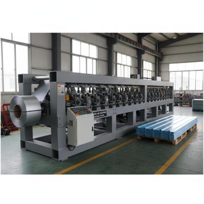 China 380V/50HZ/3Phase Roof Panel Roll Forming Machine with Cr12Mov Cutter and 10-25m/min Forming Speed for sale