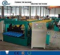 China Trapezoidal Sheets Metal Roofing Roll Forming Machine with Mitsubishi PLC Control for sale