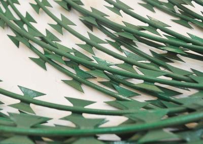 China BTO 22 Concertina Razor Barbed Wire 450MM Coil PVC Coating for sale
