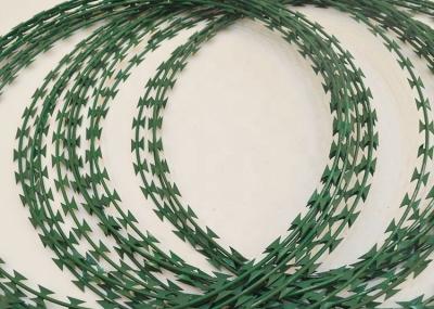 China PVC Coated Razor Barbed Wire 450MM Coil BTO 22 0.5mm thickness for sale