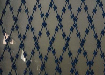 China 75x150mm Concertina Diamond Mesh Razor Wire Fencing BTO 25 SS316 for sale