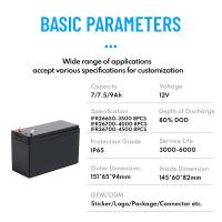 China 12V 7/7.5Ah Lithium  instead of lead acid LiFePO4 battery for RV electric solar energy storage system golf cart forklift for sale