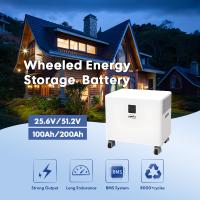 China Wheeled Energy Storage Battery Pack 25.6V 51.2V 100Ah 200Ah Lithium Battery Storage Lifepo4 BS Home Energy Storage System for sale