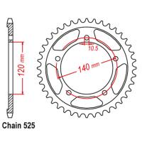 China Black yellow Custom 525 40-48T Ladle Aluminum Sprocket for Suzuki DL650 DL1000 DL1050 for sale