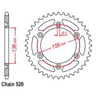 China 520 41-53T Ladle Aluminum Sprocket Motorcycle Custom for 450 630 SMR for sale