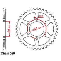 China Motorcycle Sprocket 520 38-46T Ladle Aluminum for Kawasaki EX500 ZX6R Ninja EN650 EX65 for sale