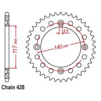 China Custom 46 Teeth T6061/7075 Aluminum Alloy Rear Sprocket for Yamaha YZ80 CNC Aluminium for sale