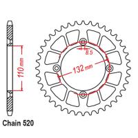China Precision T6061/7075 Aluminum Alloy 520 46T 48T CNC Sprocket for KTM 250 Freeride R F for sale