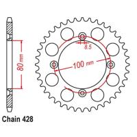China Custom 428 46T 49T 50T Motorcycle CNC Aluminum Sprocket for Honda CRF100 XR100 CRF125 for sale