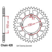 China Customized Fit Red Aluminum Rear Sprocket for Honda CR80R CR85R Natural Color 49T-56T for sale
