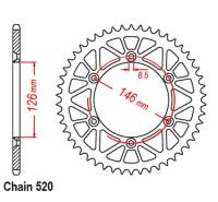China Customized 520 39T-53T CNC Aluminum Rear Sprocket for Suzuki RM125 RM250 DR350 RMZ450 for sale