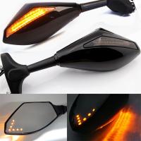 China Rearview Motorcycle Side Mirror with LED Lights in Black Color for sale