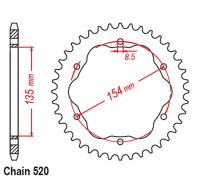 China 520 38-43T Rear Sprocket Made of T6061/7075 Aluminum Alloy for Ducati 1098 1198 1199 for sale