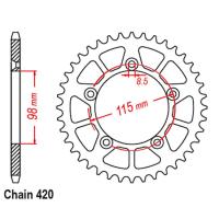 China CNC Aluminum 420 46T 48T 50T Off Road Rear Sprocket for KTM 60 65 SX Teeth 46/48/50T for sale