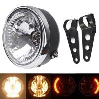 China Black Bracket Round LED Motorcycle Head Lamp for Harley Cafe Racer SEO Friendly for sale