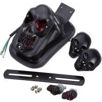 China Motorcycle Parts Black Skull Brake Tail Light with Turn Signal 1 Pair Turn Light for sale