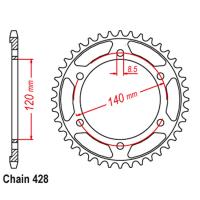 China Custom Steel 428 50T Motorcycle Rear Sprocket for Honda XLR250 XLR250R Chain Model 428 for sale