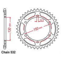 China Custom color 38T-47T 532 rear sprocket for Yamaha YZF750 FZR750 YZF1000R FZR1000 steel for sale