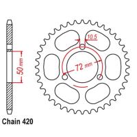 China Replace/Repair Custom Steel 420 36-47T Motorcycle Rear Sprocket for Honda NSR50 NSR75 for sale