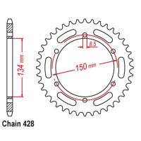 China Custom 428 48T 50T Motorcycle KMX 125 Sprocket for Kawasaki KMX125 KMX200 in A3 Steel for sale