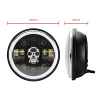 China Modified Motorcycles 6.3 Inch Round LED Headlights with Customized Skull Design for sale