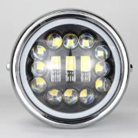 China Black/chrome 75W 6 inch Aluminum PC Motorcycle Headlight with Custom Angel Eye Circle for sale