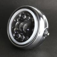 China Black/chrome 75W 6 inch Aluminum PC Motorcycle Headlight with Custom Angel Eye Circle for sale