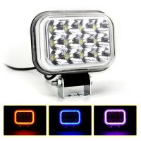 China Voltage 10-100V Modified Angel Eyes Strobe Auxiliary Light 36W LED Motorcycle Square Headlight for sale
