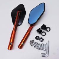 China Custom Red Convex Surface CNC Aluminium Octagonal Universal Side Mirror for Motorcycles for sale