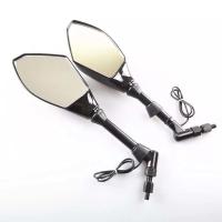 China Black Motorcycle Integrated Turn Signals LED Side Mirrors for Replace/Repair Purpose for sale