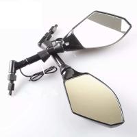China Black Motorcycle Integrated Turn Signals LED Side Mirrors for Replace/Repair Purpose for sale