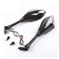 China Black Motorcycle Integrated Turn Signals LED Side Mirrors for Replace/Repair Purpose for sale