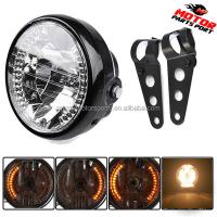 China Clear Lamp Type LED Turning Light Motorcycle Bike 7'' Headlight with Mount Bracket for sale